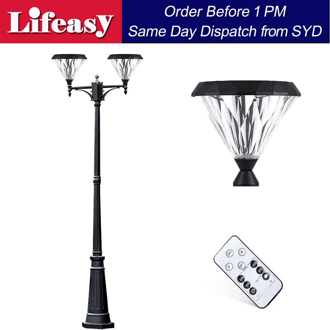 Double Head Solar Post Light 2 Head Solar Street Lantern Flat Top Lawn
